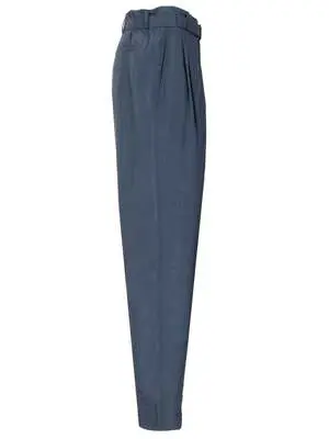 Saint Laurent Habutai Silk Belted Trousers