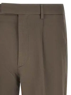 Zegna Tailored Trousers In Linen And Cotton