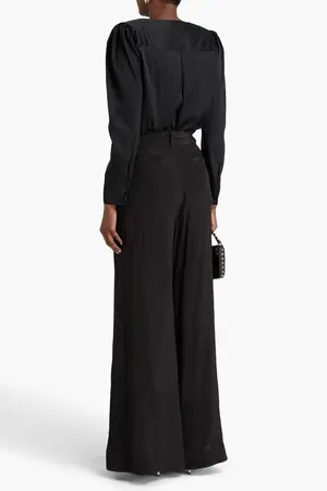 Zimmermann Belted Satin Crepe Wide-leg Pants