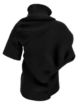Issey Miyake Life Form Asymmetrical Ribbed Knit Top