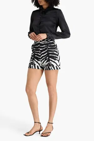 Dolce & Gabbana Zebra-print Cotton-blend Twill High-rise Shorts