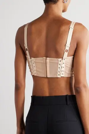 Dolce & Gabbana Cropped Laceup Satin Bustier Top