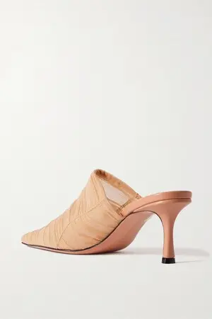 JIMMY CHOO Lotta 65 Ruched Tulle Mules - Blush