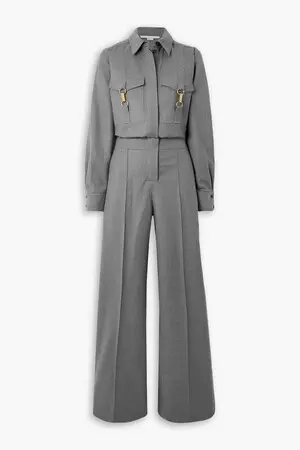 Stella McCartney Embellished Wool Twill Jumpsuit - Gray