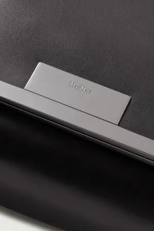 Max Mara Leather Clutch With Gunmetal Hardware