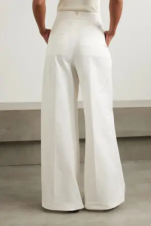 Max Mara Chenzia Pleated Cotton Wide-leg Pants