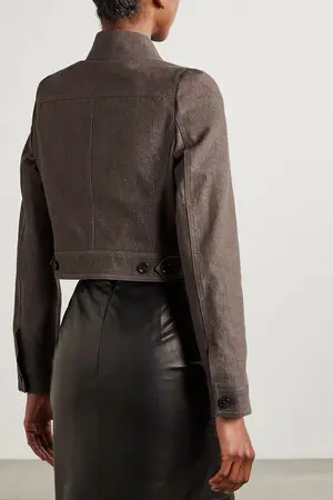 Max Mara Cropped Denim Jacket With Buttoned Waist Tabs