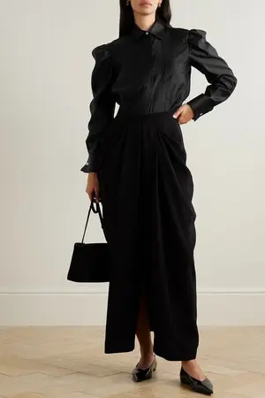 Max Mara Faraday Gathered Cotton Shirt - Black