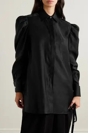 Max Mara Faraday Gathered Cotton Shirt - Black