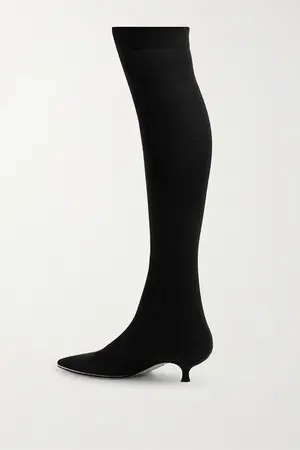 Rene Caovilla Crystal-embellished Stretch-knit Over-the-knee Boots