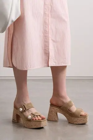 JIMMY CHOO Fayence Platform Mules - Camel