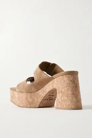 JIMMY CHOO Fayence Platform Mules - Camel