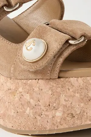 JIMMY CHOO Fayence Platform Mules - Camel