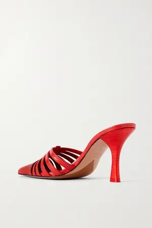 Paris Texas Nadia Lee Cohen Patent And Snake-effect Leather Mules