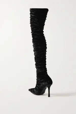 JIMMY CHOO Lotta 100 Ruched Crushed Velvet Over-the-knee Boots