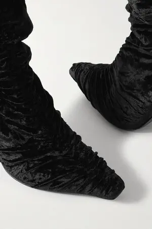 JIMMY CHOO Lotta 100 Ruched Crushed Velvet Over-the-knee Boots
