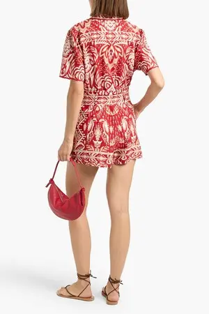 Farm Rio Printed Linen-blend Playsuit