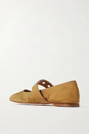 AeydĒ Uma Embellished Grosgrain Mary Jane Ballet Flats - Camel