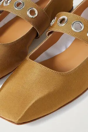 AeydĒ Uma Embellished Grosgrain Mary Jane Ballet Flats - Camel