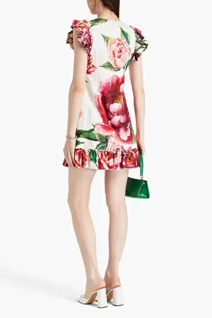 Dolce & Gabbana Floral Appliqué Ruffled Mini Dress