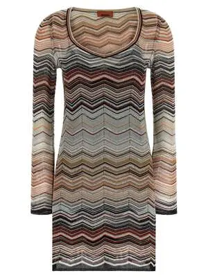 Missoni Chevron Lamé Sequin Mini Dress - Brown