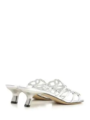 Loewe Leather Slide Sandal - Silver