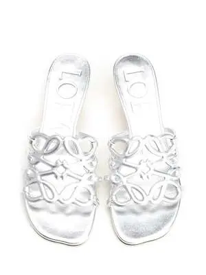 Loewe Leather Slide Sandal - Silver