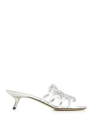 Loewe LOEWE Paula's Ibiza Leather Slide Sandal Silver