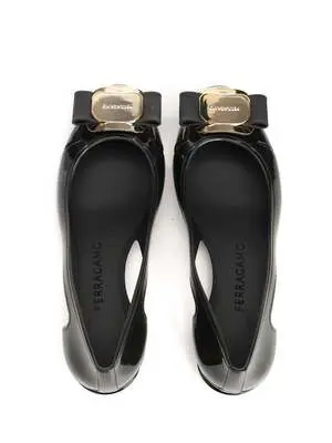 FERRAGAMO Vara Bow Jelly Ballerinas With Side Cut-outs - Black
