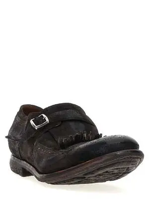 Church's Shanghai Vintage Effect Suede Loafers With Fringes And Buckle