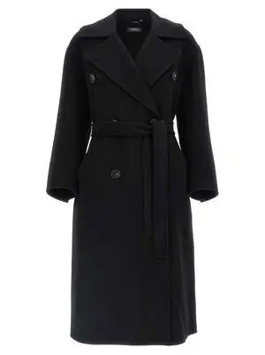 Max Mara S MAX MARA Dalila Double Breasted Wool Cashmere Coat Black