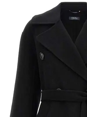 Max Mara Dalila Double Breasted Wool Cashmere Coat - Black