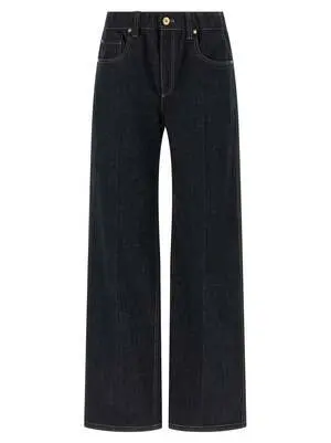 Brunello Cucinelli BRUNELLO CUCINELLI Contemporary Pull-On Wide Leg Jeans Blue