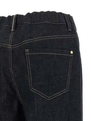 Brunello Cucinelli Contemporary Pull-on Wide Leg Jeans - Blue