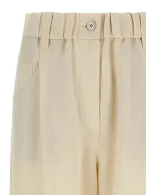 Brunello Cucinelli Five-pocket Linen Blend Trousers - White