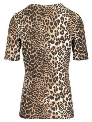GANNI Ribbed Animal Print T-shirt - Multicolor