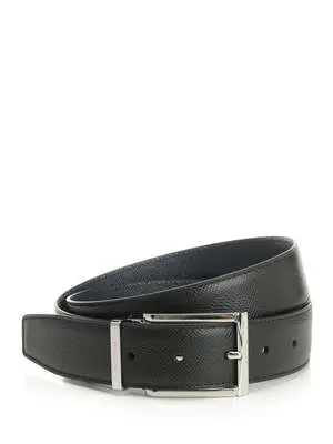FERRAGAMO Reversible Leather Belt With Palladium Buckle - Black
