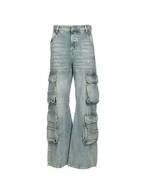 DIESEL® Relaxed Low Waist Wide Leg Cargo Jeans - Blue