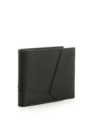 Loewe Puzzle Bifold Wallet In Grained Calfskin - Black