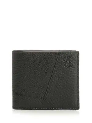 Loewe Puzzle Bifold Wallet In Grained Calfskin - Black
