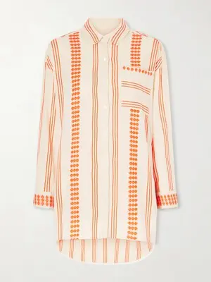LEMLEM Mariam Asymmetric Striped Cotton-blend Shirt