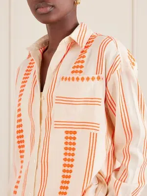 LEMLEM Mariam Asymmetric Striped Cotton-blend Shirt