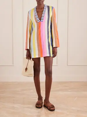 LEMLEM Raey Striped Cotton-blend Mini Dress