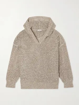 Brunello Cucinelli Sequined Crocheted Cotton Hoodie