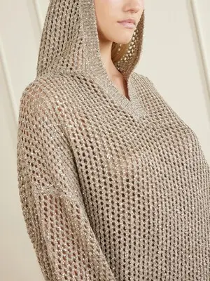 Brunello Cucinelli Sequined Crocheted Cotton Hoodie