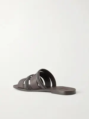 Brunello Cucinelli Embellished Leather Slide Sandals