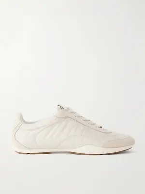 Brunello Cucinelli Quilted Shell And Suede Low Top Sneakers