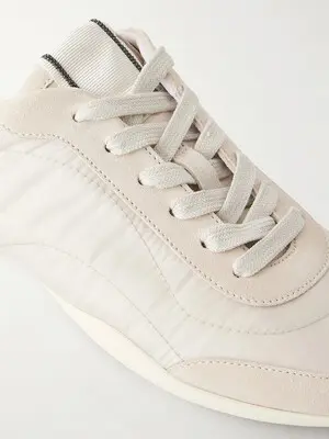 Brunello Cucinelli Quilted Shell And Suede Low Top Sneakers