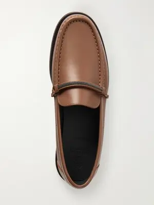 Brunello Cucinelli Leather Loafers With Monili Beads