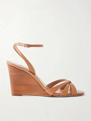 AQUAZZURA Tati 85 Leather Wedge Sandals